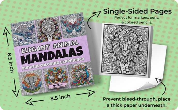 Elegant Animal Mandalas: Mindful Coloring Book With Stress Relieving ...