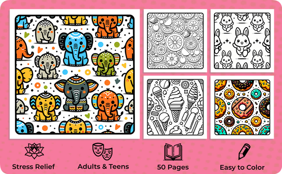 Joyful Patterns: Fun & Easy Coloring Book for Adults and Kids - Mia ...