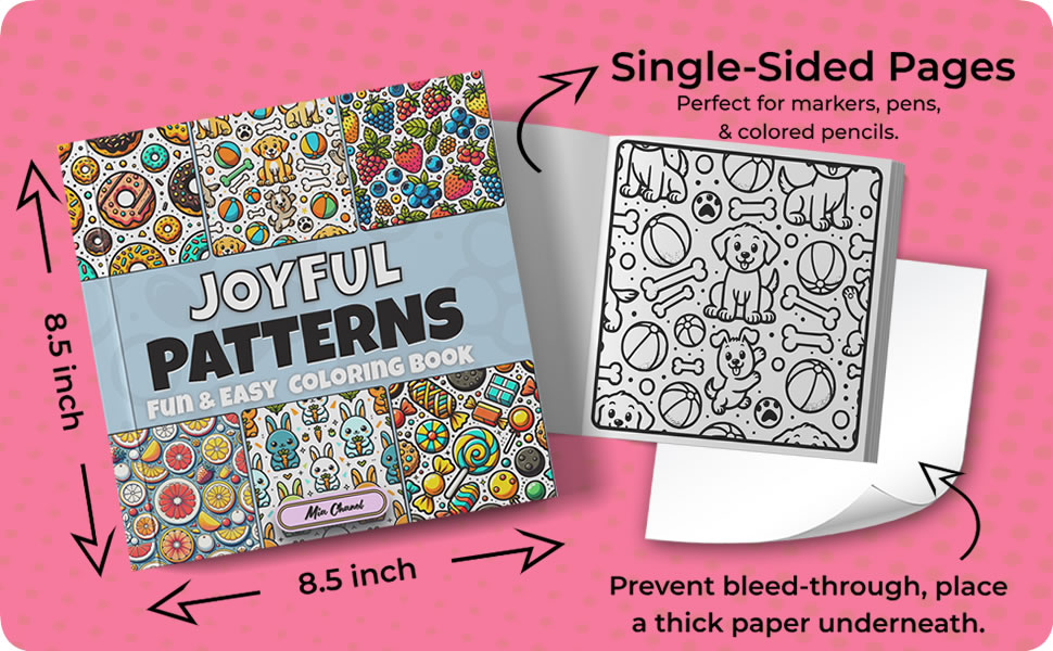 Joyful Patterns: Fun & Easy Coloring Book for Adults and Kids - Mia ...